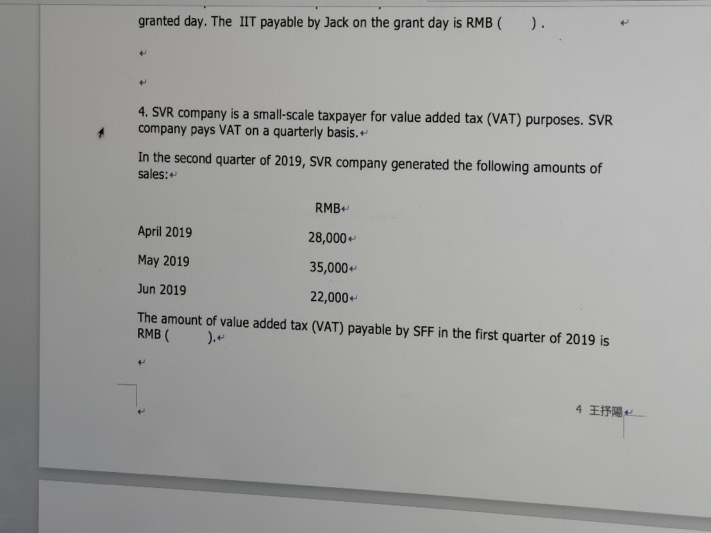 Solved granted day. The IIT payable by Jack on the grant day | Chegg.com