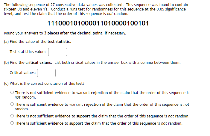 Solved The following sequence of 27 consecutive data values | Chegg.com