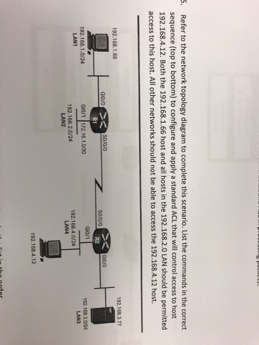 Solved 5 Refer To The Network Topology Diagram To Complete