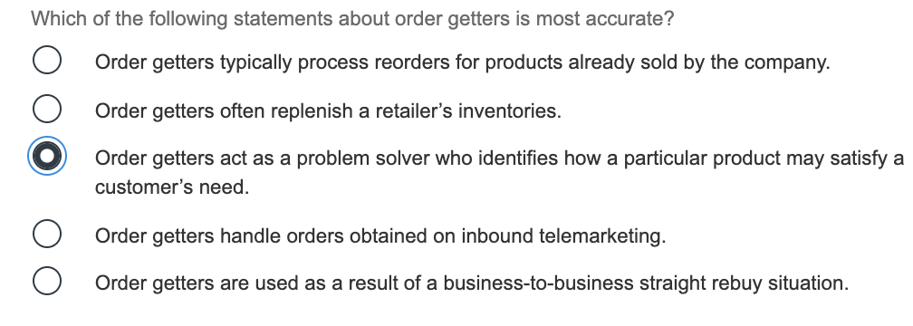 Solved Which of the following statements about order getters | Chegg.com