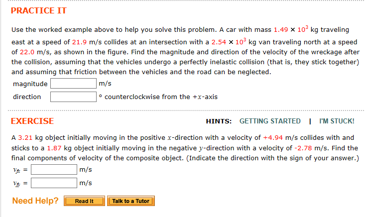 Solved GOAL Analyze a two-dimensional inelastic collision. | Chegg.com