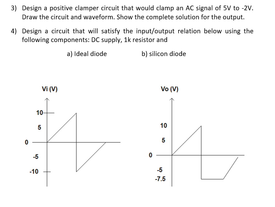 Solved 3) Design a positive clamper circuit that would clamp | Chegg.com