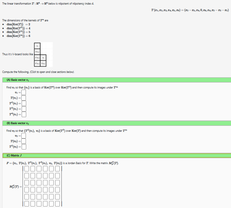 The linear transformation T:R6→R6 ﻿below is | Chegg.com