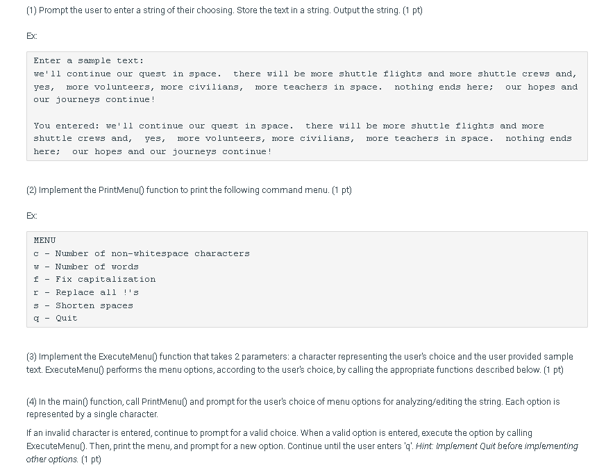 Solved Enter a sample text: we'll continue our quest in | Chegg.com