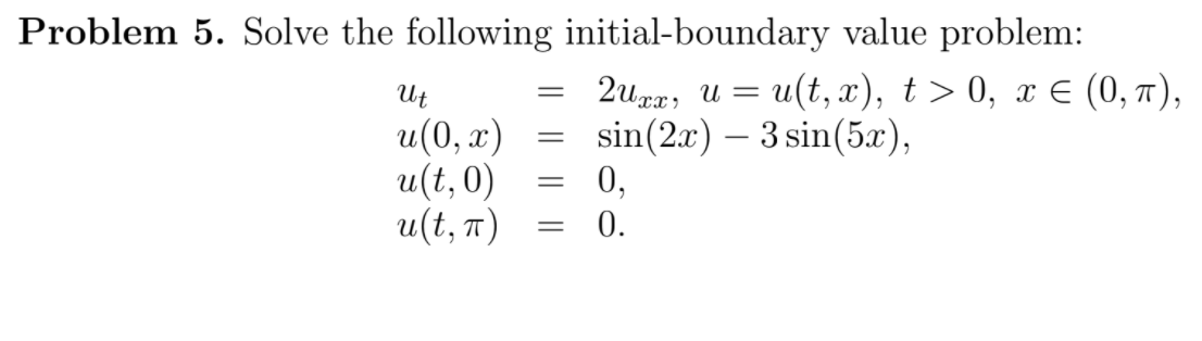 Solved Problem 5. Solve the following initial-boundary value | Chegg.com