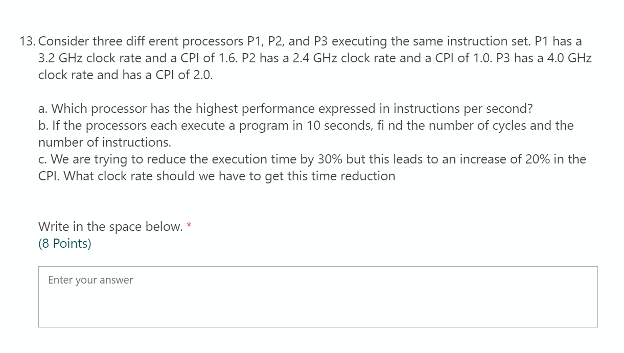 Solved 13. Consider three diff erent processors P1, P2, and | Chegg.com
