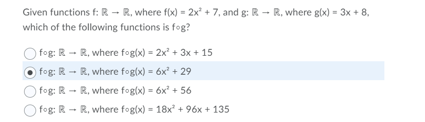 Solved Given functions f: R → R, where f(x) = 2x² + 7, and | Chegg.com