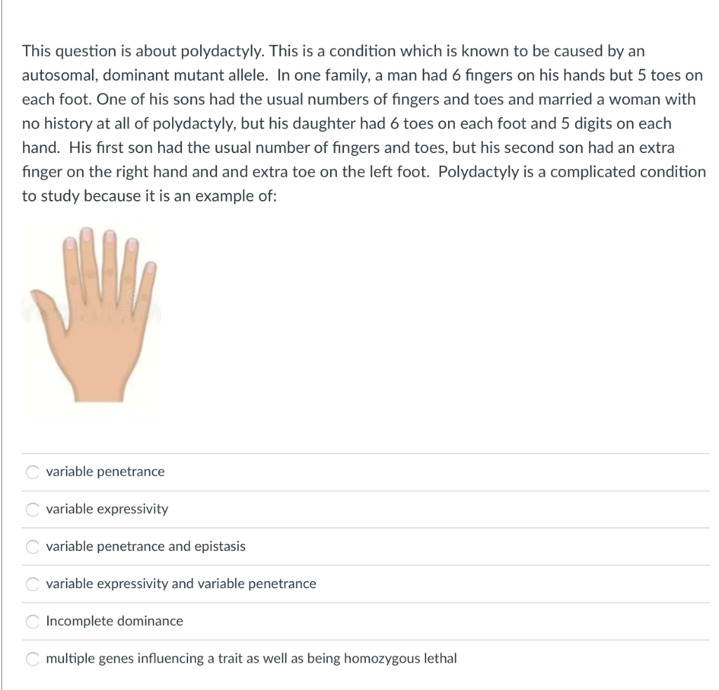 Solved This question is about polydactyly. This is a | Chegg.com