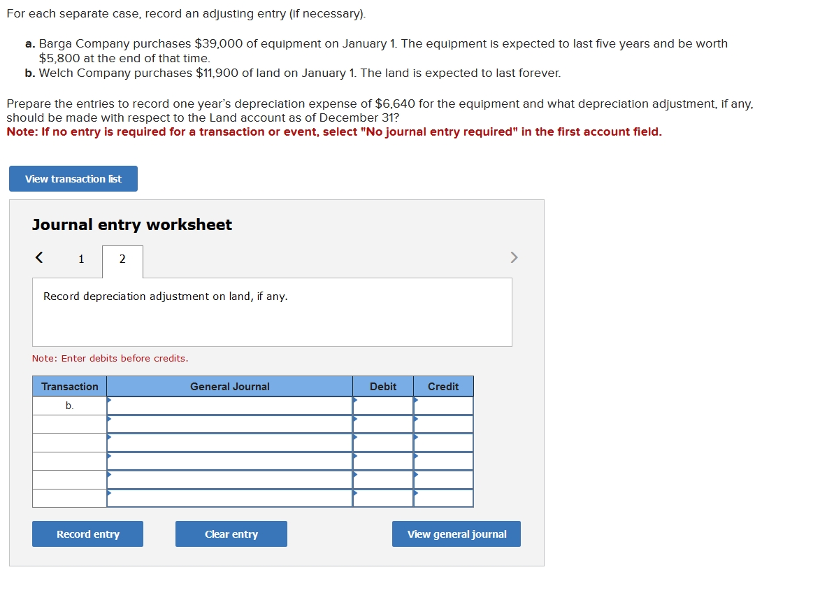 Solved For each separate case, record an adjusting entry (if | Chegg.com