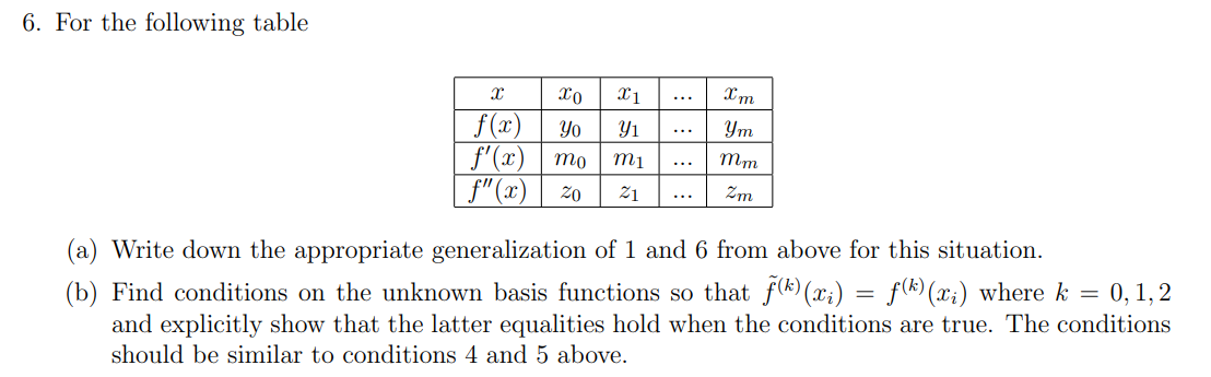 Solved 6. For the following table (a) Write down the | Chegg.com
