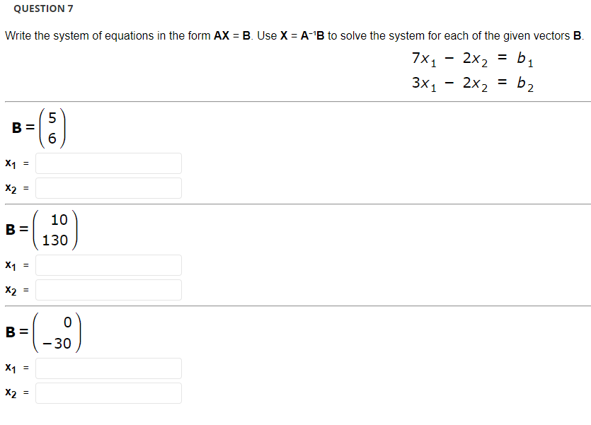 Solved Write the system of equations in the form AX=B. Use | Chegg.com
