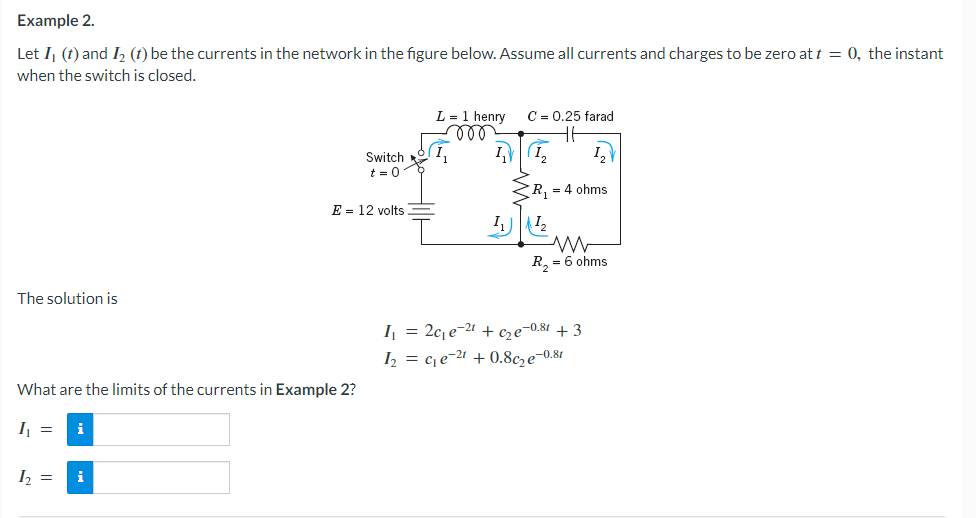 Solved Let I1(t) and I2(t) be the currents in the network in | Chegg.com