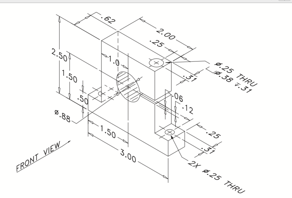 Solved Draw part in SolidWorks. Set up a four-view display | Chegg.com