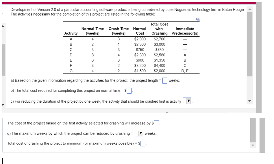 Solved Development of Version 2.0 of a particular accounting | Chegg.com