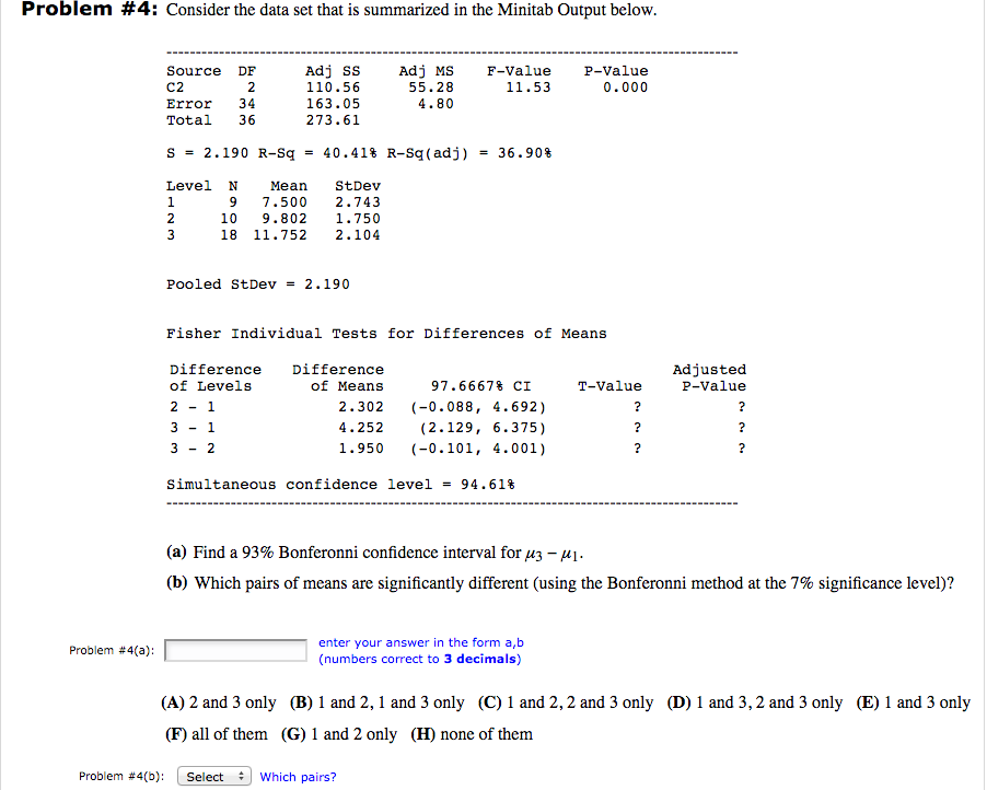 Solved Problem #4: Consider the data set that is summarized | Chegg.com