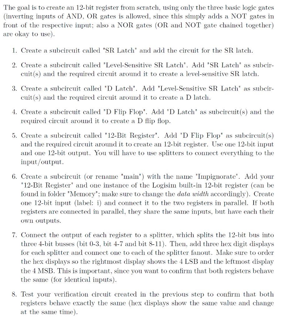 The goal is to create an 12-bit register from | Chegg.com