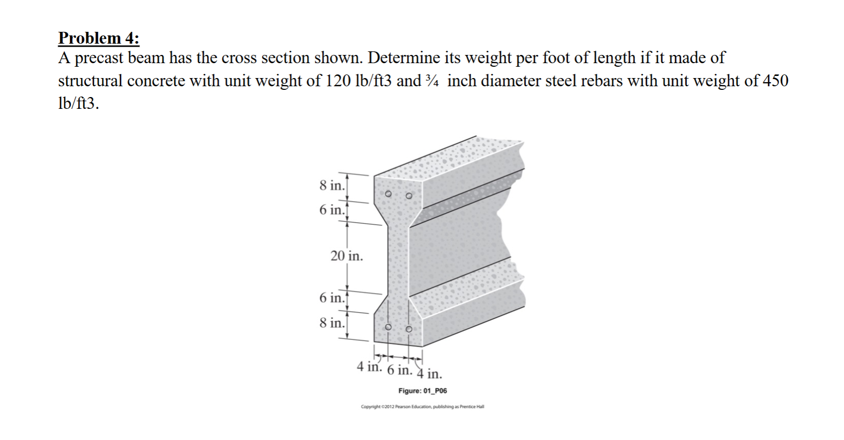 Solved Problem 4:A precast beam has the cross section shown. | Chegg.com