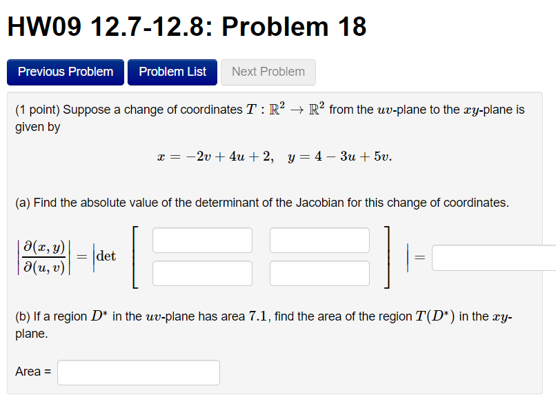 Solved HW09 12.7-12.8: Problem 18 Previous Problem Problem | Chegg.com