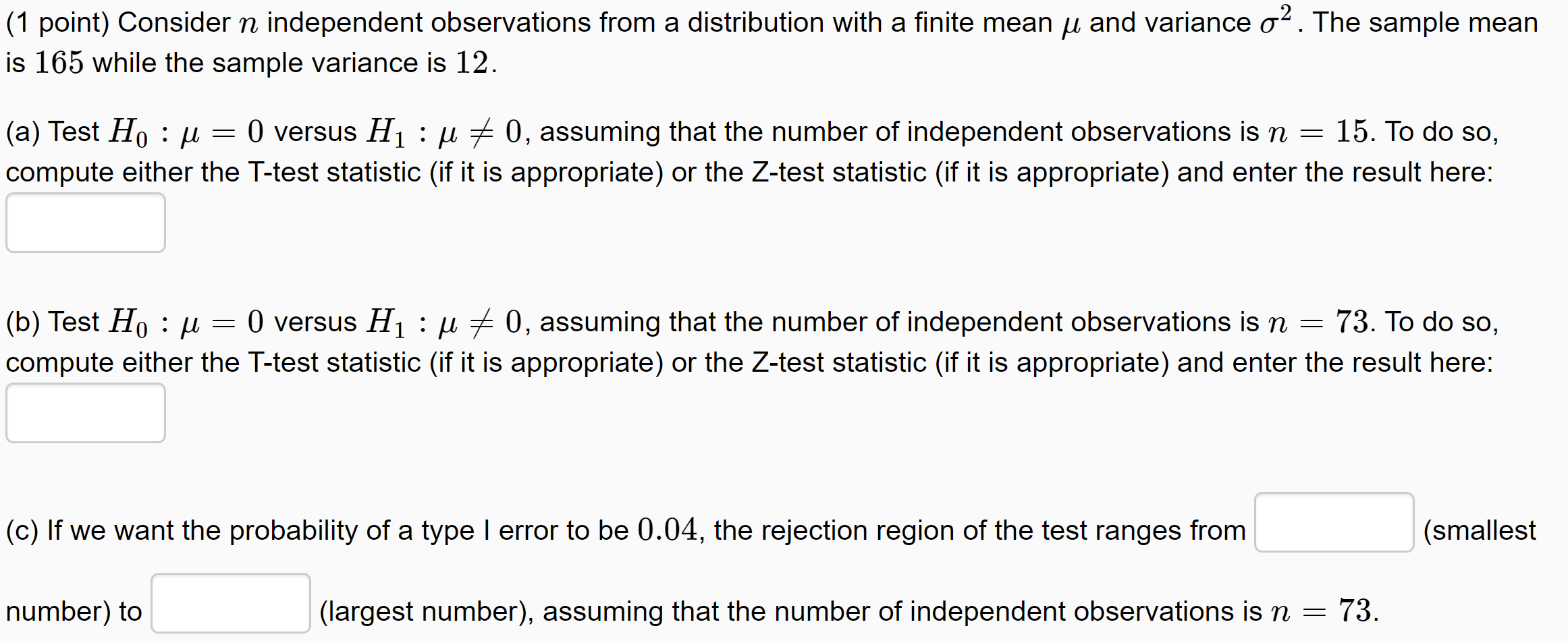 Solved (1 point) Consider n independent observations from a | Chegg.com