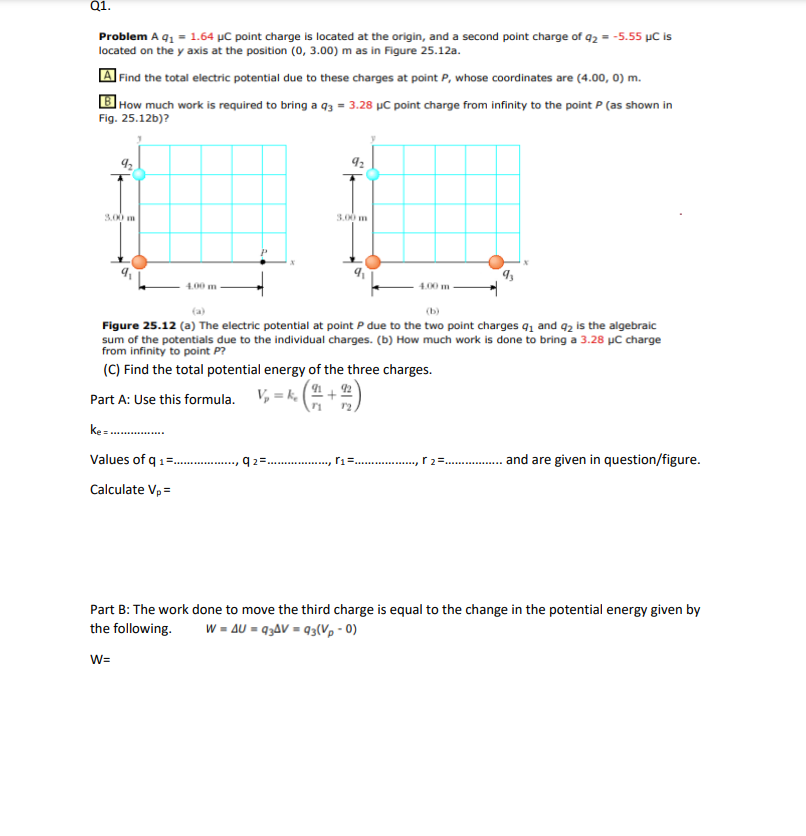 Solved Problem A q1=1.64μC point charge is located at the | Chegg.com