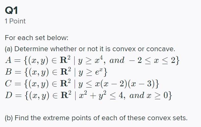 Solved For each set below: (a) Determine whether or not it | Chegg.com