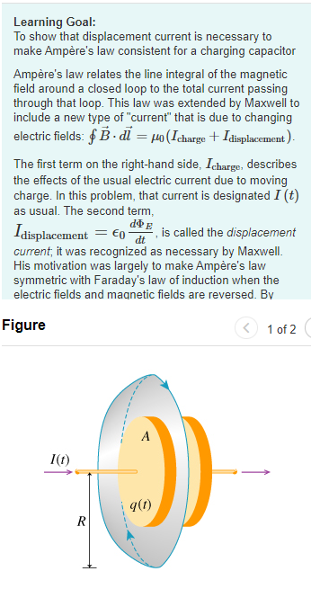 Solved Learning Goal: To show that displacement current is | Chegg.com