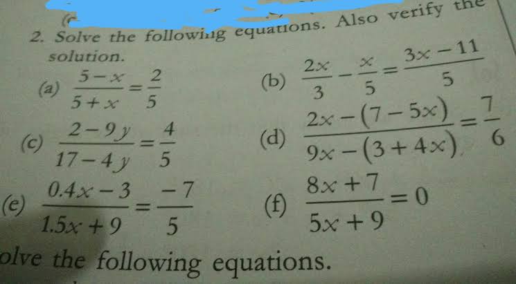 Solved 2. Solve the following equations. Also verify | Chegg.com