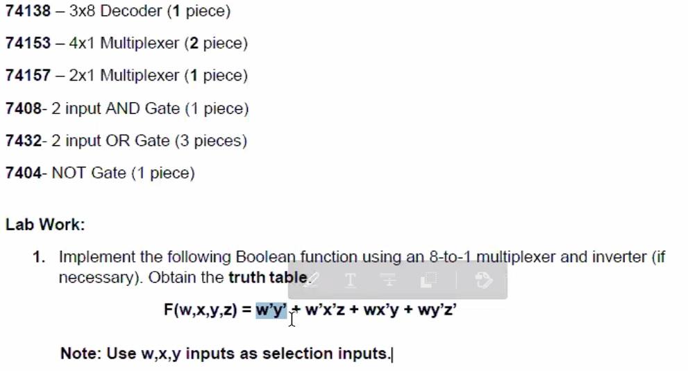 Solved 74138 - 3x8 Decoder (1 piece) 74153 - 4x1 Multiplexer | Chegg.com