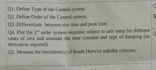 Solved Q1. Define Type of the Control system. Q2. Define | Chegg.com