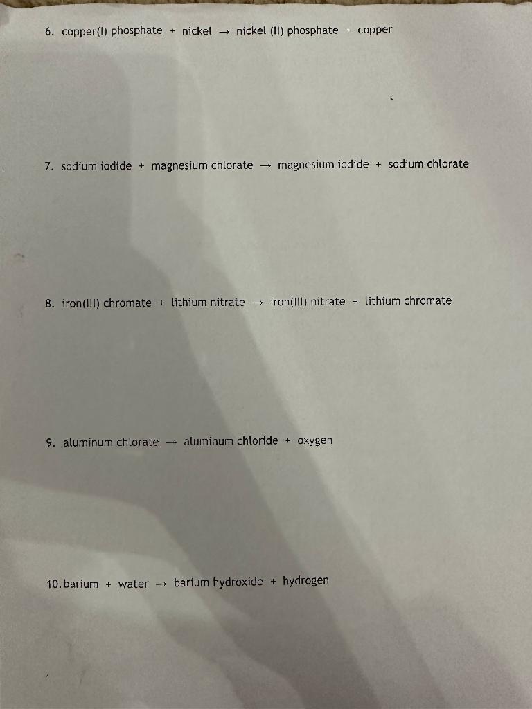 Solved Name: Date: Class period: Unit: Chemical Reactions | Chegg.com