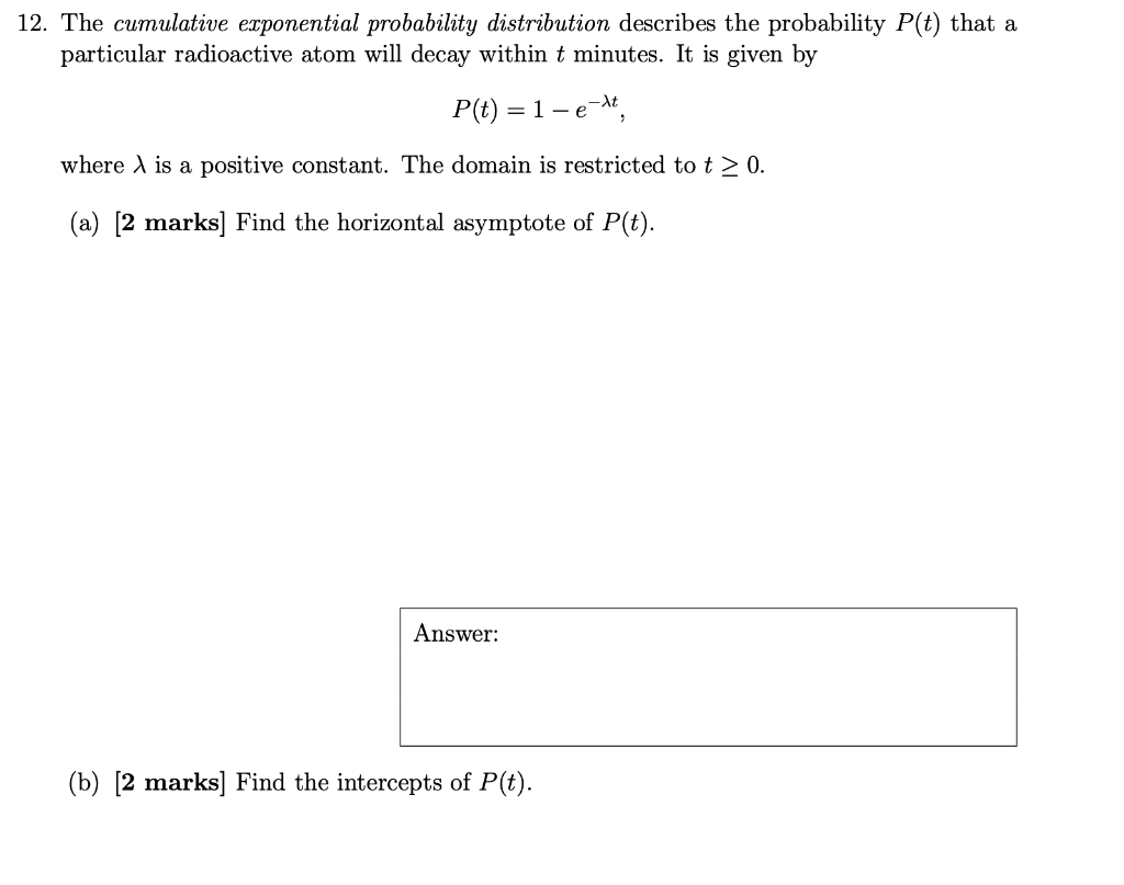 Solved The cumulative exponential probability distribution | Chegg.com