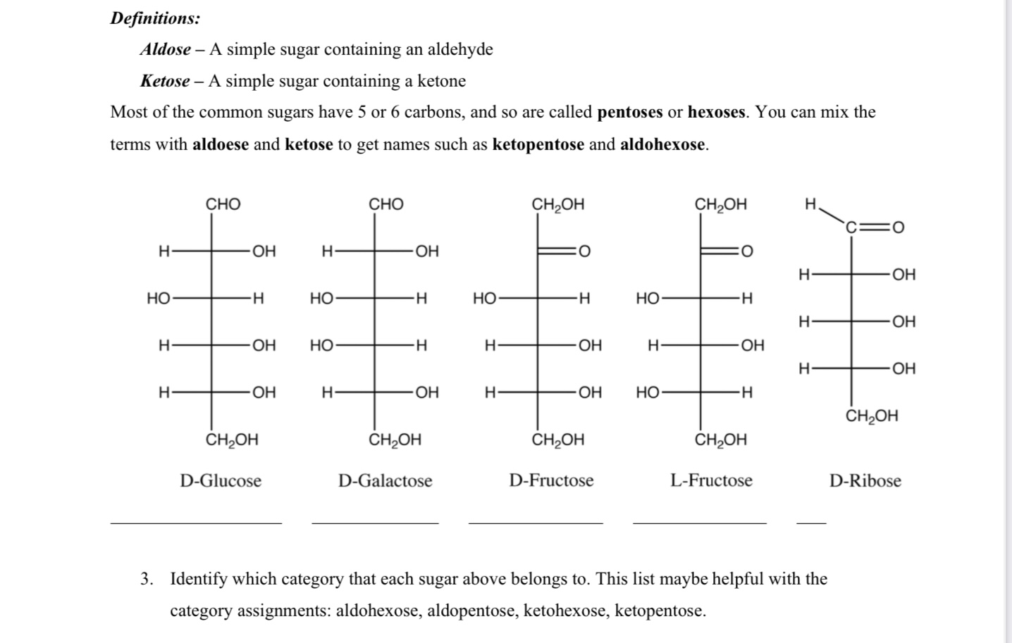 Solved Definitions: Aldose - A simple sugar containing an | Chegg.com