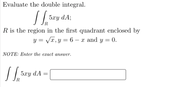 Solved Evaluate the double integral. 5xy dA; Gry R is the | Chegg.com