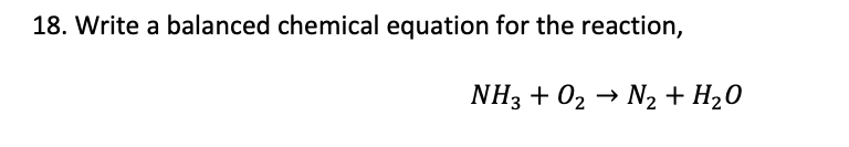 Solved 18. Write a balanced chemical equation for the | Chegg.com