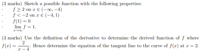 Solved (3 marks) Sketch a possible function with the | Chegg.com