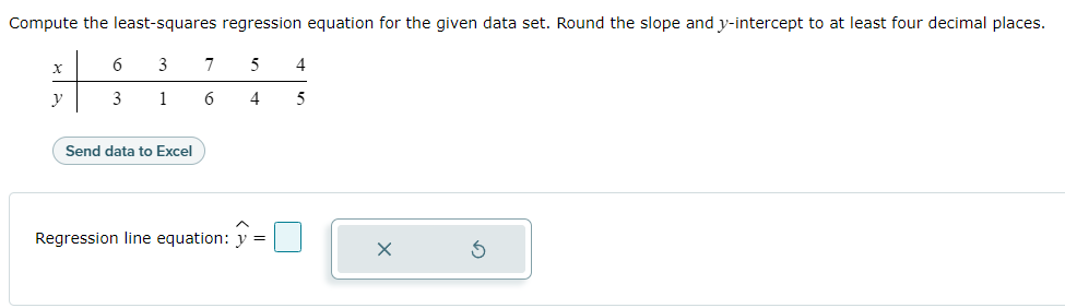 Solved Regression line equation: y^= | Chegg.com