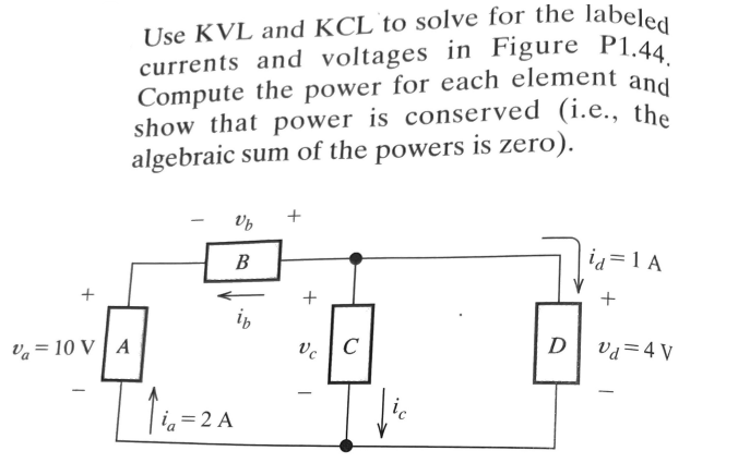 Solved Use KVL and KCL to solve for the labeled currents and | Chegg.com