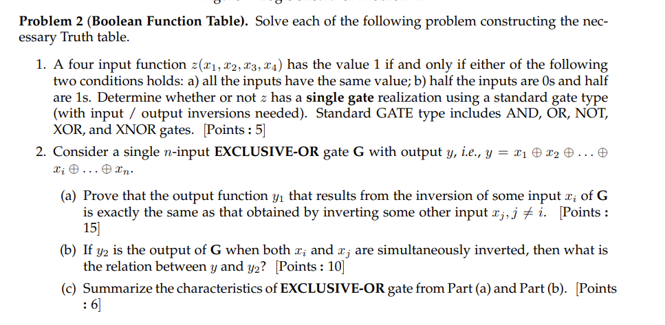 Solved Problem 2 Boolean Function Table Solve Each Of The