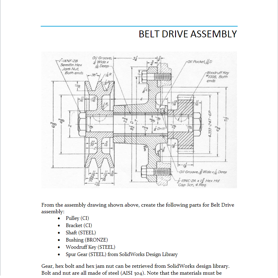 BELT DRIVE ASSEMBLY 14NF-2B Semifin Hex Jam Nur Both | Chegg.com