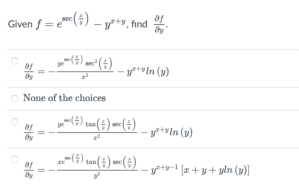 Solved Given: f (x, y, z) = cos(xyz) + ln x5 — sinh y² + 3z | Chegg.com