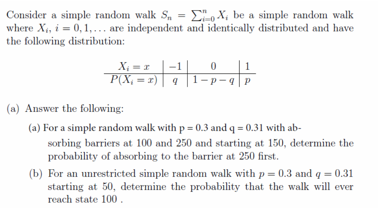 Solved = Consider a simple random walk Sn Li-X; be a simple | Chegg.com