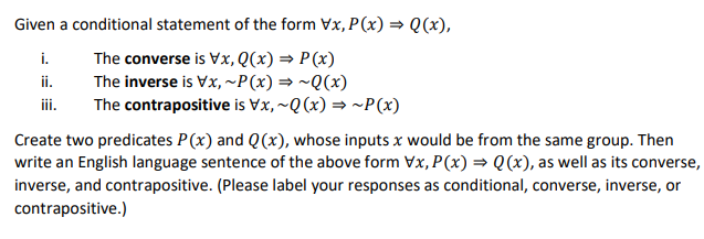 Solved Given a conditional statement of the form | Chegg.com