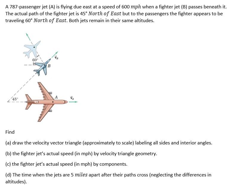 Solved A 787-passenger jet (A) is flying due east at a speed | Chegg.com