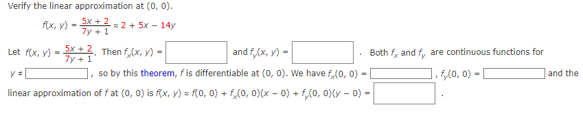 Solved Verify the linear approximation at (0,0). | Chegg.com