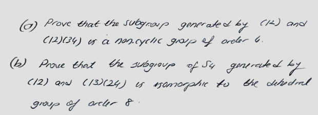 Solved (o) prove that the subgroup generated by (12) and | Chegg.com