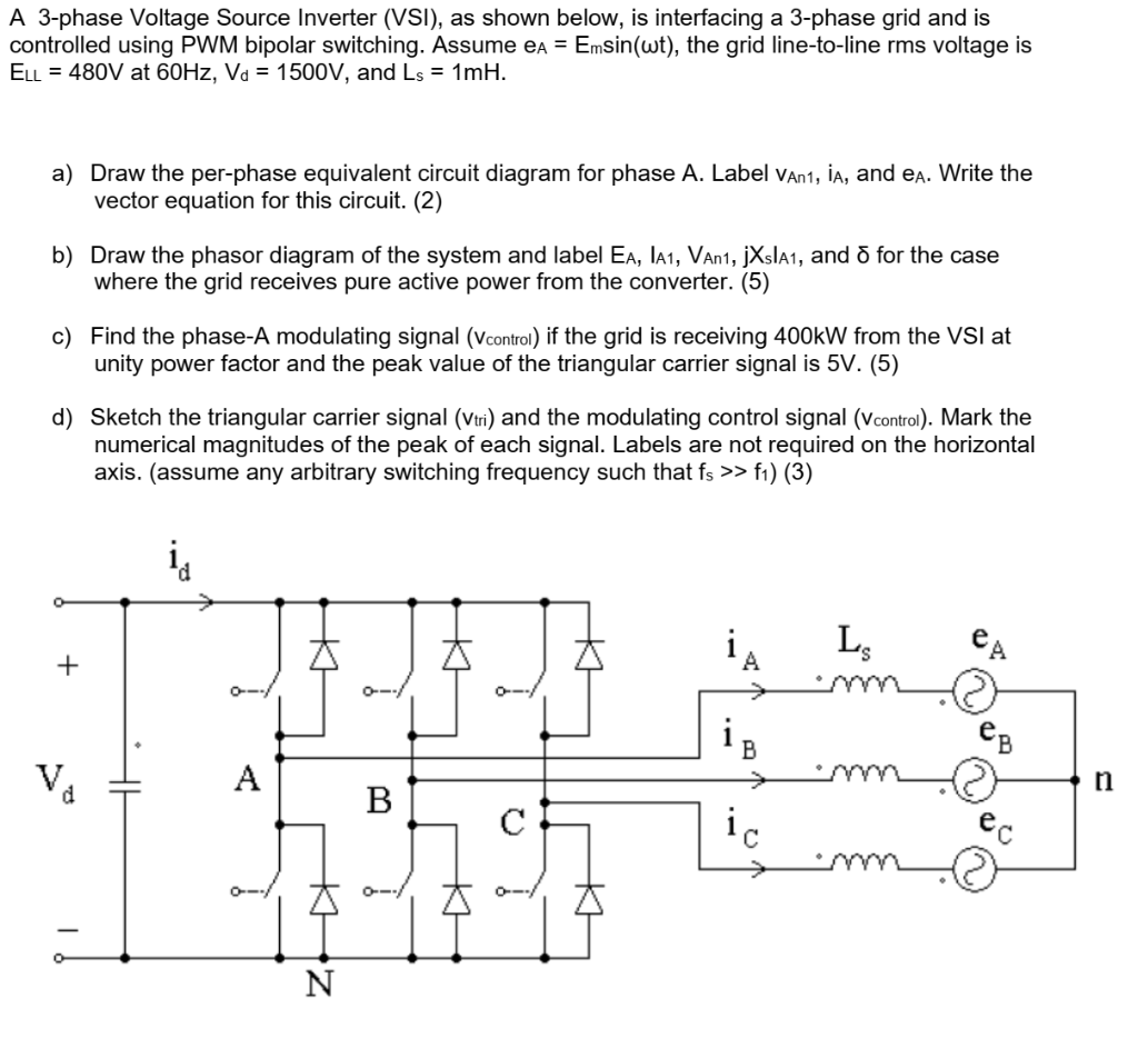 Solved A 3-phase Voltage Source Inverter (VSI), as shown | Chegg.com