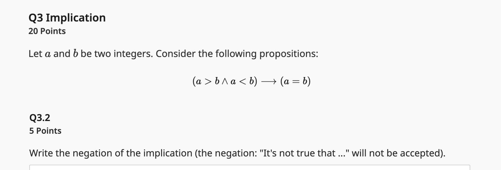Solved Q3 ﻿Implication20 ﻿PointsLet a and b ﻿be two | Chegg.com