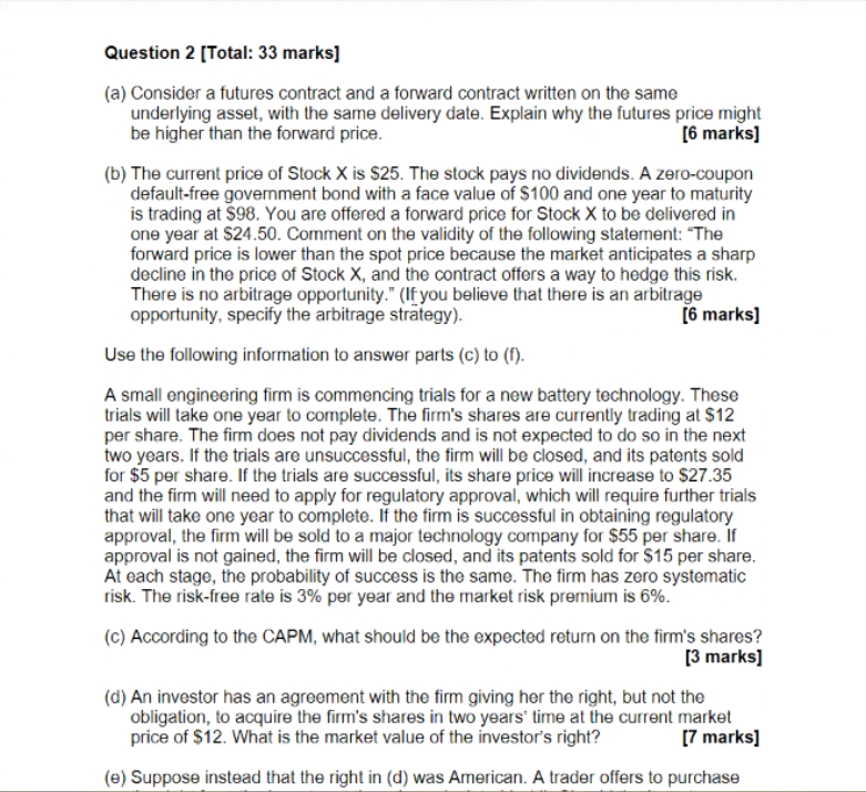 Solved (a) Consider a futures contract and a forward | Chegg.com