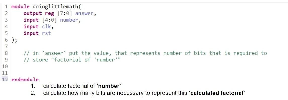 Solved 1.calculate factorial of "number" 2. calculate how | Chegg.com