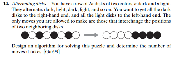 Solved Alternating disks You have a row of 2n disks of two | Chegg.com